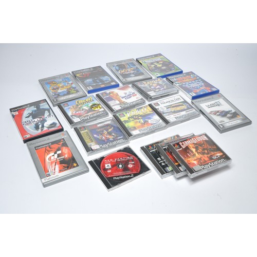 A group of Sony Playstation 1 and 2 video games, note three at front ...