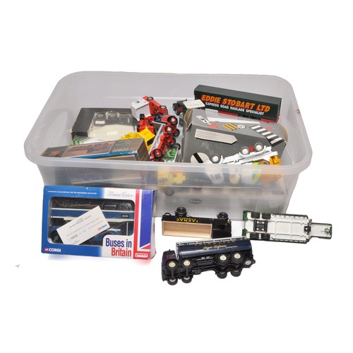 A large box of diecast model trucks and commercials. Various scales and ...
