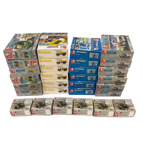 A group of boxed Sluban (lego type) building sets, including models ...
