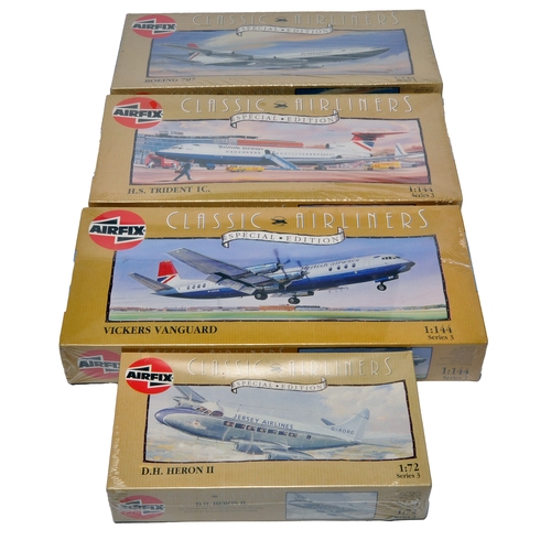 A group of four Airfix Classic Airliners plastic model kits – all boxed ...