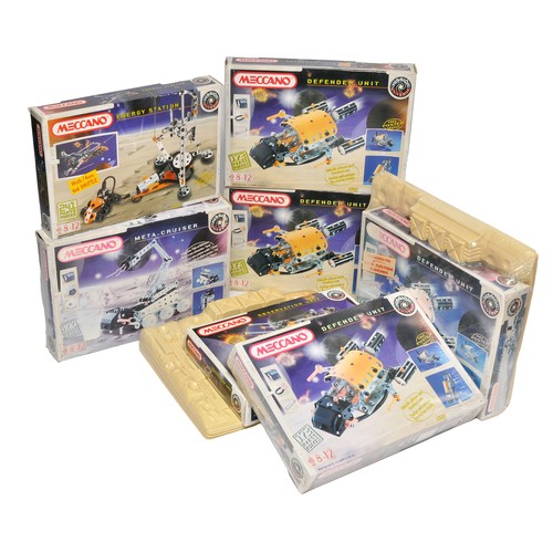 A selection of Meccano metal building sets, space themed etc. Look ...