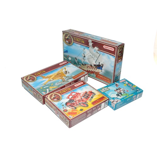 A group of modern Meccano metal construction sets, some sealed, as shown.