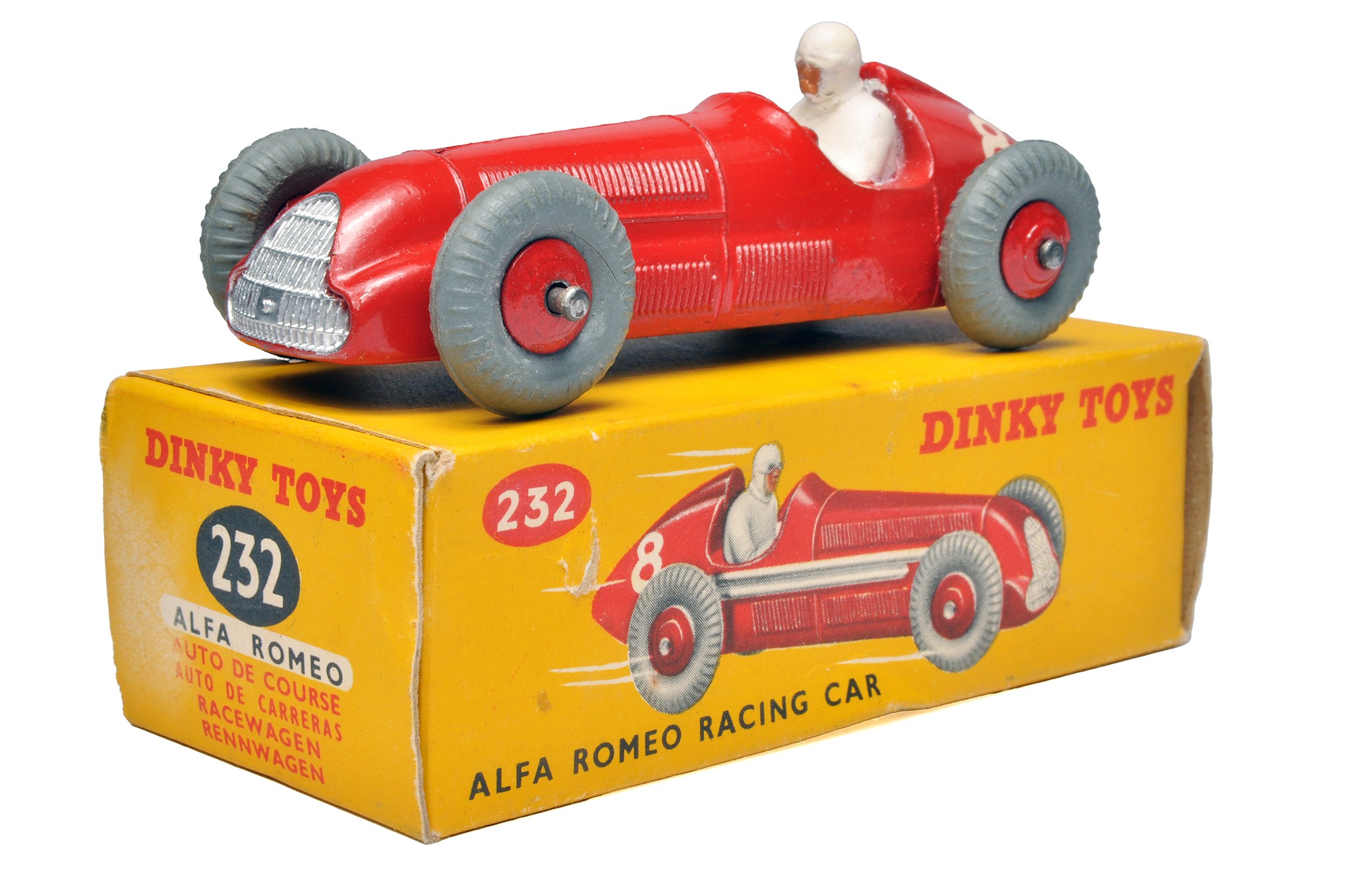 Dinky No. 232 Alfa Romeo Racing Car. Single issue is in blue, RN8, with ...