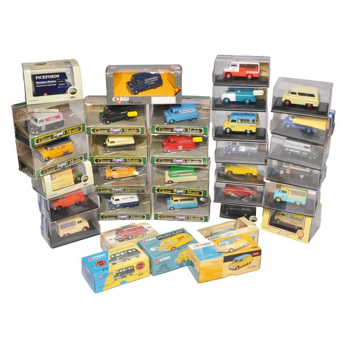 A large collection of commercial diecast model vans in various liveries ...