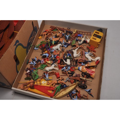 A quantity of early Timpo plastic figures including Toy Fort. Spares ...