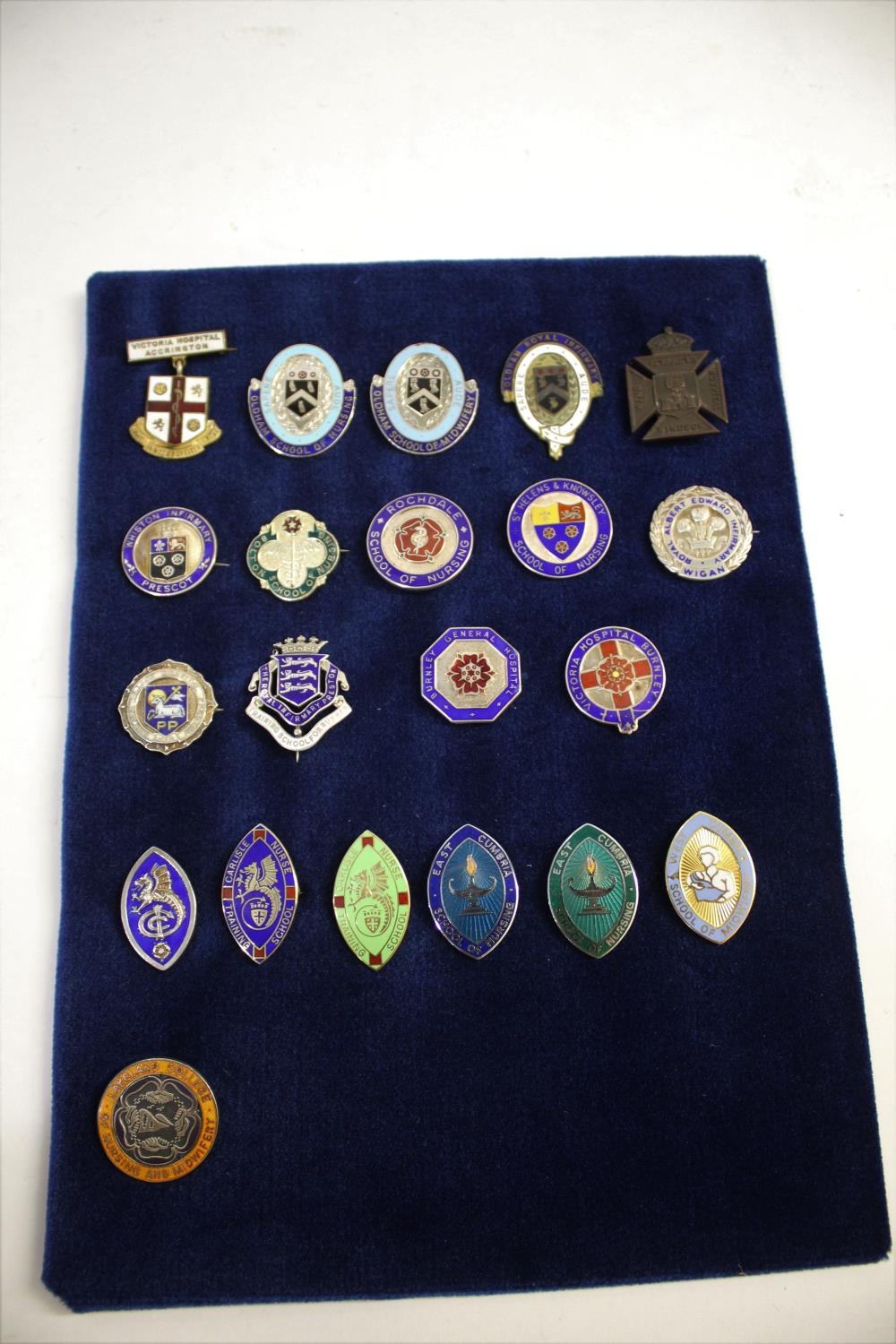 NURSING BADGES 21 various badges including Victoria Hospital Accrington ...