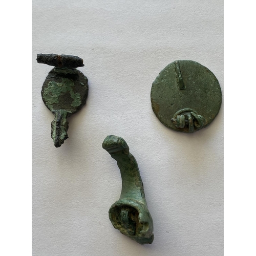 A ROMAN COPPER-ALOY AND ENAMEL BROOCH AND TWO OTHERS. A Roman Copper ...