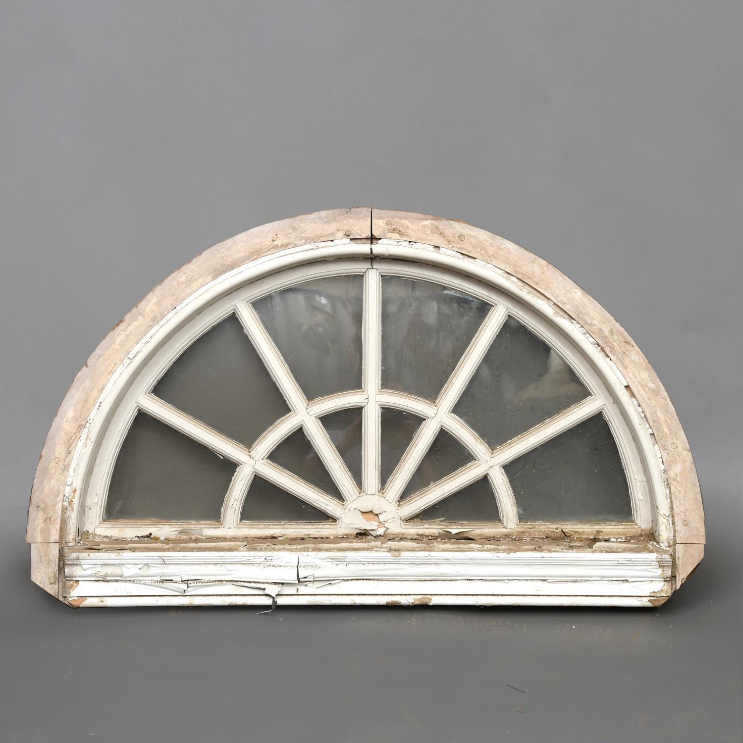 A WOODEN FAN LIGHT WINDOW. width 147cm, height 99cm Location ...