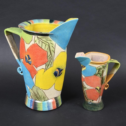 PAUL JACKSON - LARGE STUDIO POTTERY JUG. (d) A large terracotta jug of ...