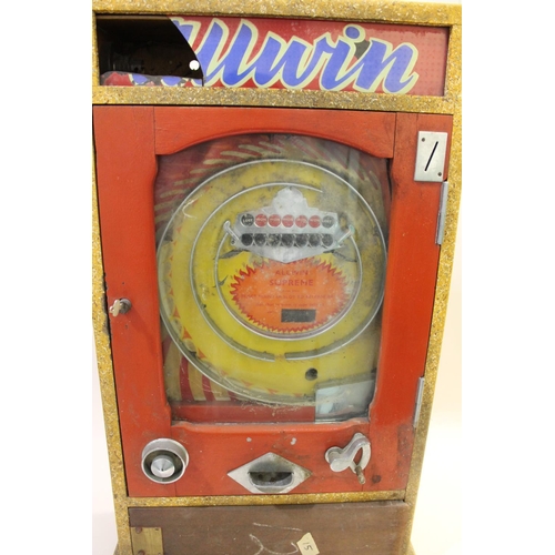 ALLWIN SUPREME PENNY IN SLOT MACHINE. A vintage slot machine, the ...