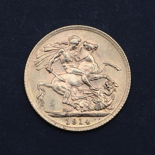 A GEORGE V SOVEREIGN, 1914. A George V Sovereign, bare head bust l ...