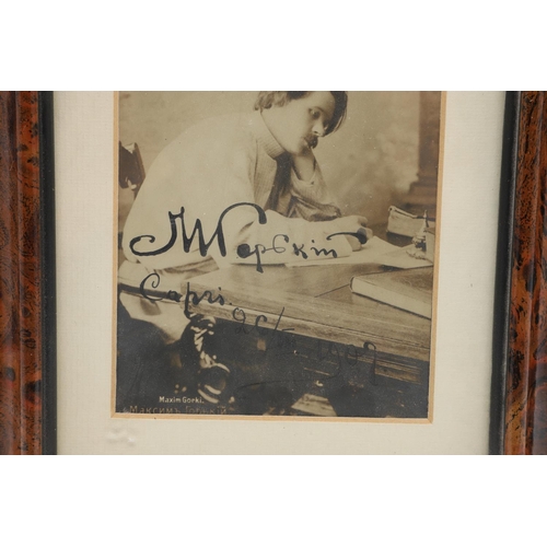 MAXIM GORKI. Postcard photograph portrait, signed. Maxim Gorki. A postcard photograph portrait, the