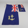 TWO ROYAL FLEET AUXILIARY BLUE ENSIGN FLAGS. A small blue ensign flag ...