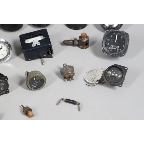 A COLLECTION OF AVIATION DIALS TO INCLUDE AUTOMATIC PILOT, TANK GAUGES ...