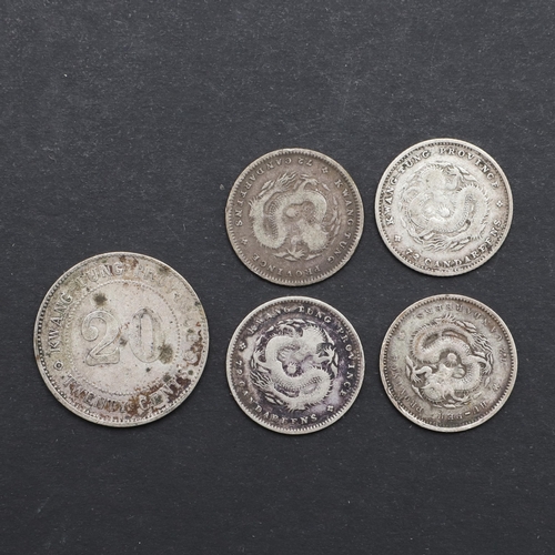 A COLLECTION OF FIVE 19TH CENTURY CHINESE SILVER COINS. An interesting ...