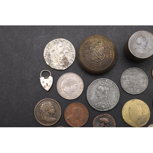 AN INTERESTING COLLECTION OF FAKE COINS AND TWO COIN BOXES. An ...
