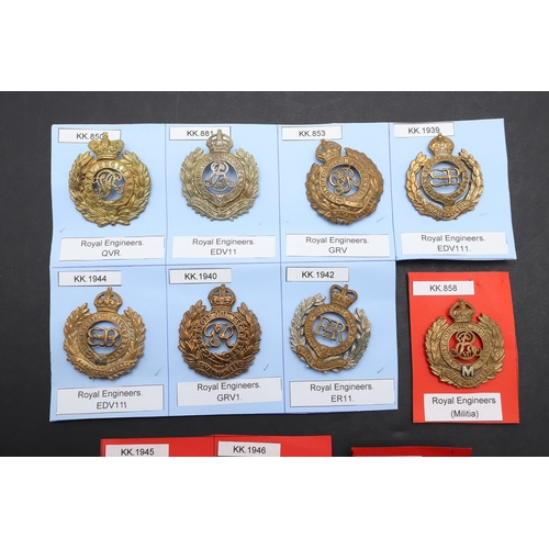 A THOROUGH COLLECTION OF ROYAL ENGINEERS CAP BADGES TO INCLUDE MILITIA ...