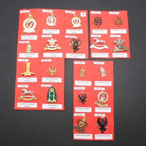A MIXED COLLECTION OF BADGES FOR THE HUSSARS INCLUDING THE 10TH, 11TH ...