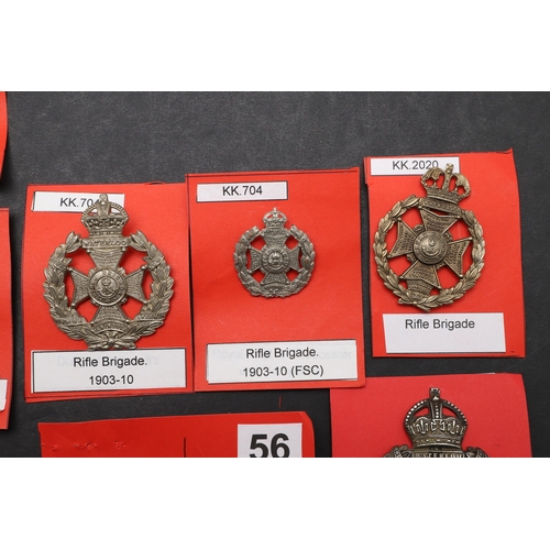 A COLLECTION OF ELEVEN BADGES FOR THE RIFLE BRIGADE. A collection of ...
