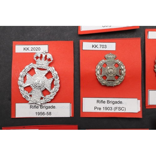A COLLECTION OF ELEVEN BADGES FOR THE RIFLE BRIGADE. A collection of ...