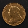 A VICTORIAN SOVEREIGN, 1896. A Victorian Sovereign, old veiled bust l ...