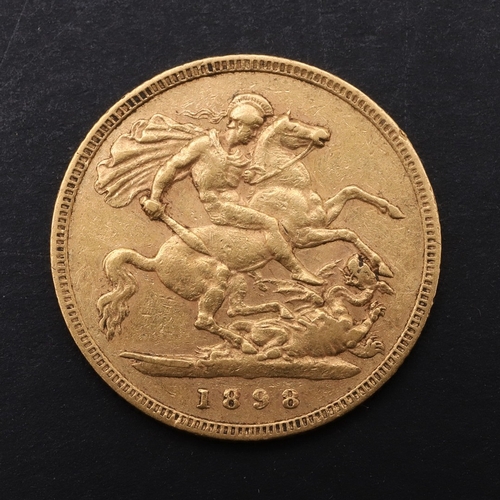 A QUEEN VICTORIAN HALF SOVEREIGN, 1898. A Queen Victoria Half Sovereign ...