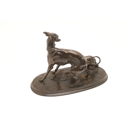 AFTER P J MENE (FRENCH 1810-1879). Bronze study of a Greyhound and ...