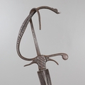 AN 18TH CENTURY SWORD BLADE. An 83.5 cm three edged, pointed blade with ...