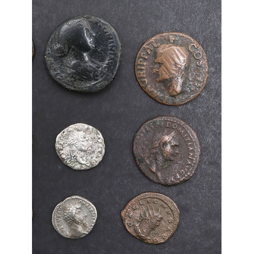 A MIXED COLLECTION OF TWELVE ROMAN COINS TO INCLUDE SILVER DENARIOUS ...