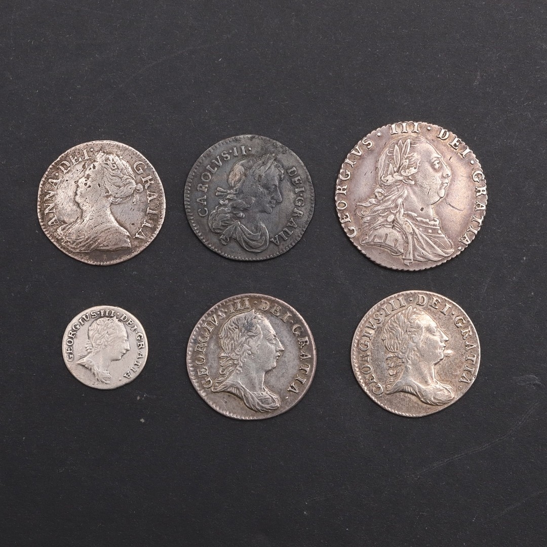 A COLLECTION OF SMALL SILVER, CHARLES II AND LATER. A collection of six ...