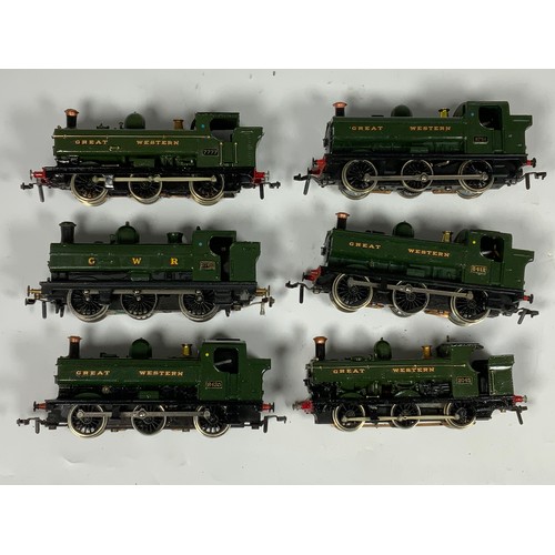 GWR PANNIER TANK COLLECTION, 6 TANKS, 2 HORNBY & 4 WHITE METAL MADE ENGINES