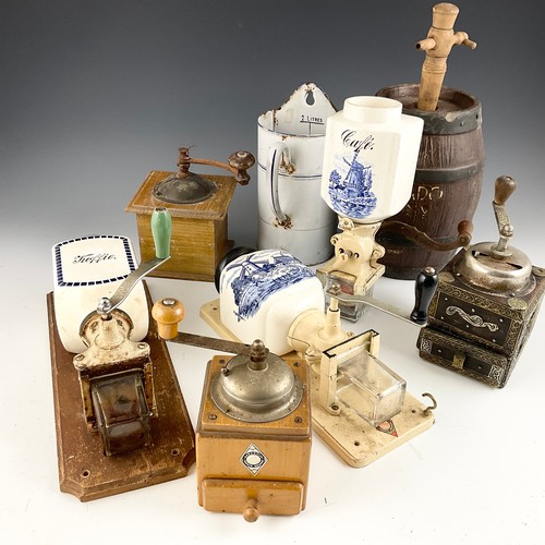 A COLLECTION OF CONTINENTAL STYLE COFFEE GRINDERS, INCLUDING WALL ...