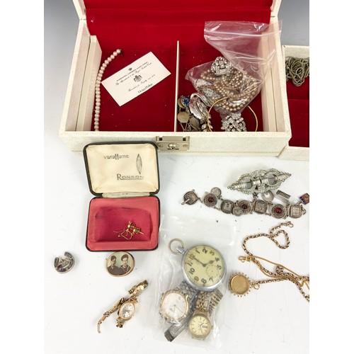 JEWELLERY BOX AND MISC. COSTUME JEWELLERY CONTENTS ALSO INCLUDES AN ...