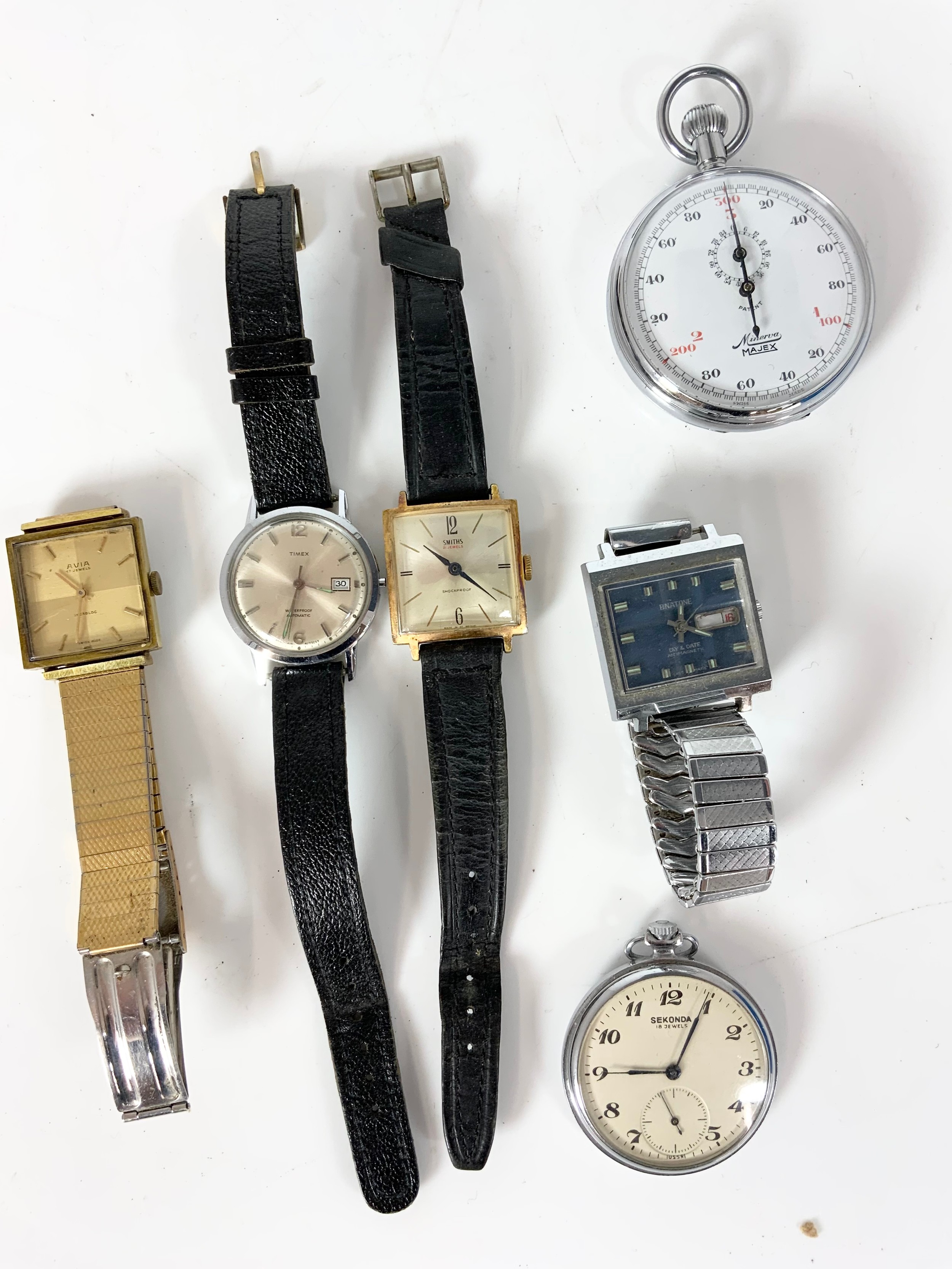 MISC. VINTAGE AND OTHER WATCHES, OPEN FACE POCKET WATCHES AND A STOP ...