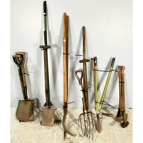 VARIOUS GARDEN TOOLS LARGE QUANTITY OF GARDEN TOOLS INC. SHOVELS ...