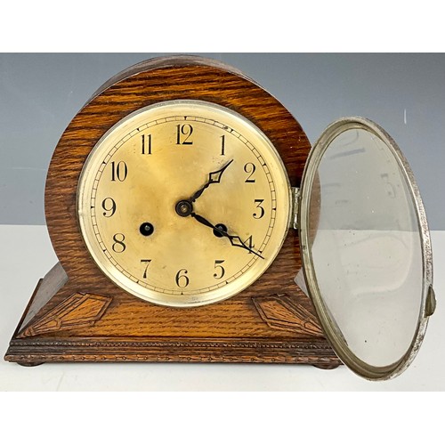 OAK, ART DECO STYLE, MANTLE CLOCK