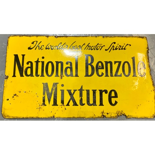 ENAMEL ADVERTISING SIGN, NATIONAL BENZOLE MIXTURE THE WORLDS BEST MOTOR ...