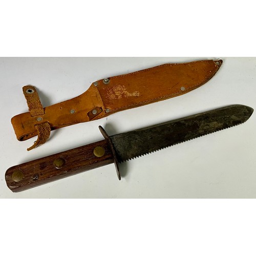 HOMEMADE POSSIBLY WW1 GERMAN TRENCH MADE BUTCHERS KNIFE WITH SERRATED ...