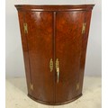 MAHOGANY BOW FRONT WALL CORNER CABINET 102cm TALL