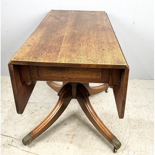REGENCY STYLE OAK PEMBROKE PEDESTAL DROP LEAF TABLE WITH SINGLE DRAWER ...