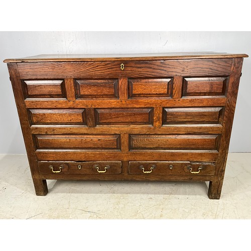 CONVERTED ANTIQUE OAK PANELLED MULE CHEST . COFFER / BLANKET BOX WIDTH ...