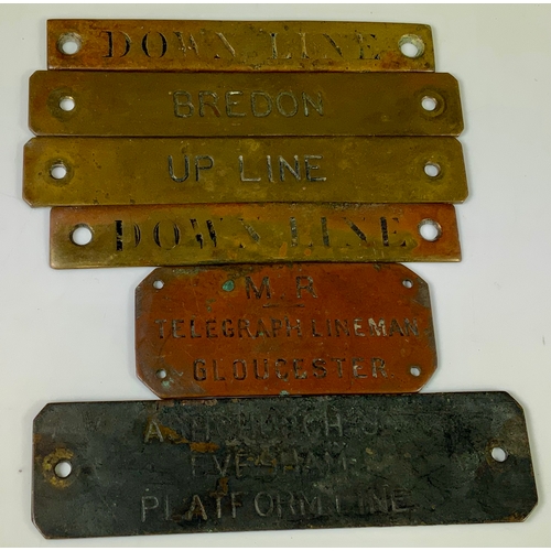 RAILWAY BRASS SIGNAL BOX DIRECTION SHELF PLATES ASHCHURCH EVESHAM ...