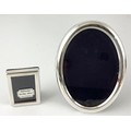 OVAL SILVER PHOTO FRAME AND SMALL RECTANGULAR DITTO