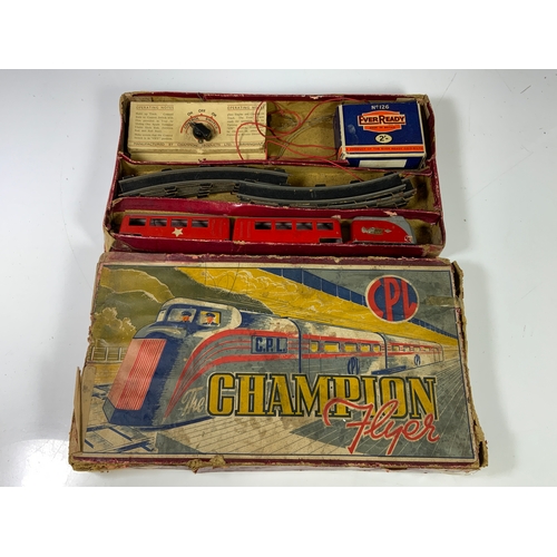 A VINTAGE BOXED CPL CHAMPION FLYER, BATTERY OPERATED DIECAST MODEL RAILWAY