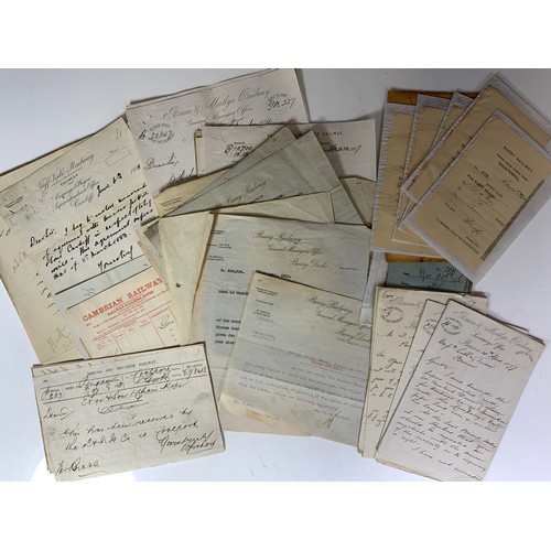 RAILWAY EPHEMERA, MOSTLY VICTORIAN PAPERWORK FROM WELSH RAILWAYS, INC ...