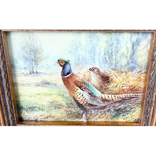 RAYMOND POOLE (BRITISH BORN 1935) PHEASANTS PAINTED IN ENAMEL ON COPPER ...