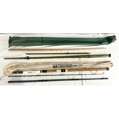MATCH ROD MATCH10 FISHING ROD & UNUSUAL WOODEN ROD POSSIBLY HAND MADE