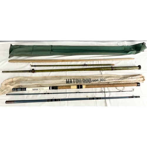 MATCH ROD MATCH10 FISHING ROD & UNUSUAL WOODEN ROD POSSIBLY HAND MADE