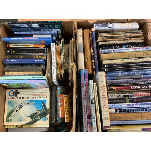 TWO BOXES OF AVIATION BOOKS, RAF, CIVIL & OTHER AVIATION SUBJECTS