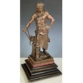 E. PICAULT, A SCULPTURE ON MARBLE BASE DEPICTING A BLACKSMITH, ENTITLED ...